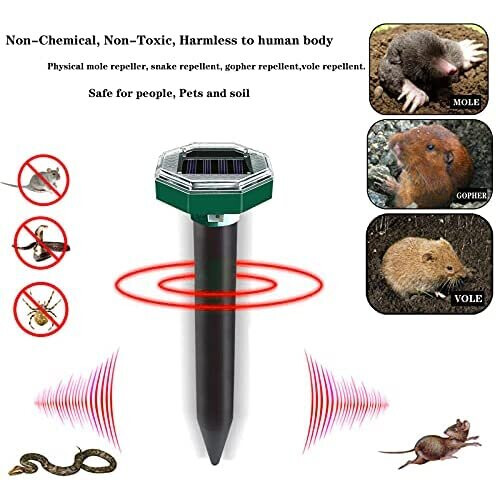 Solar Mole Repellent,4 Pack Mole Repellent Ultrasonic,Sonic Mole ...
