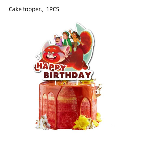 (Large Cake Topper 1pcs) Cartoon Turning Red Birthday Party Banners ...