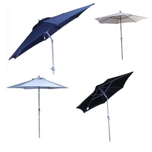 2m Aluminium Garden Parasol with Crank Handle & Tilt Mechanism on OnBuy