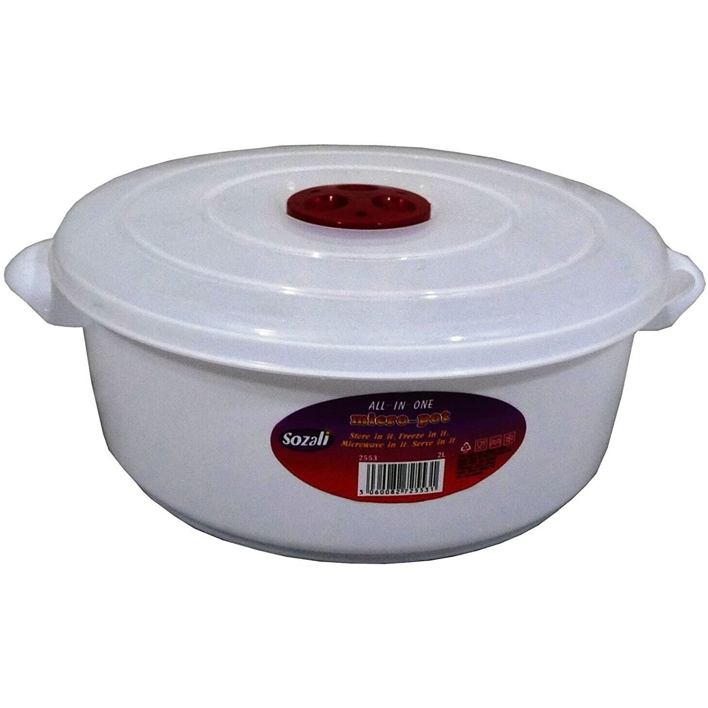 2 Litre Microwave Pot Tub with Ventilated Lid Heating Food Cooking on OnBuy