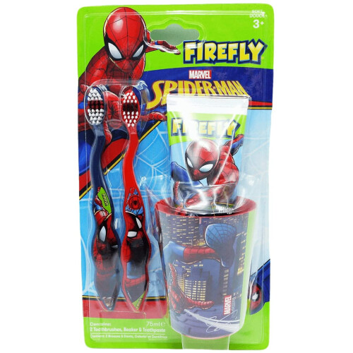 Firefly Spider-Man Dental Care Kids for Children with 2 Brushes, Beaker ...