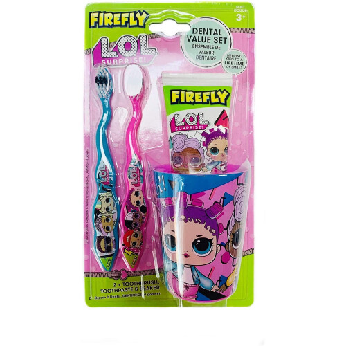 LOL Surprise Dental Set 2 Toothnrushes & Toothpaste & Beaker 3+ on OnBuy