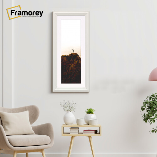 (White With White Mount, 28x12" Pic (32x16" Frame)) Panoramic Size ...