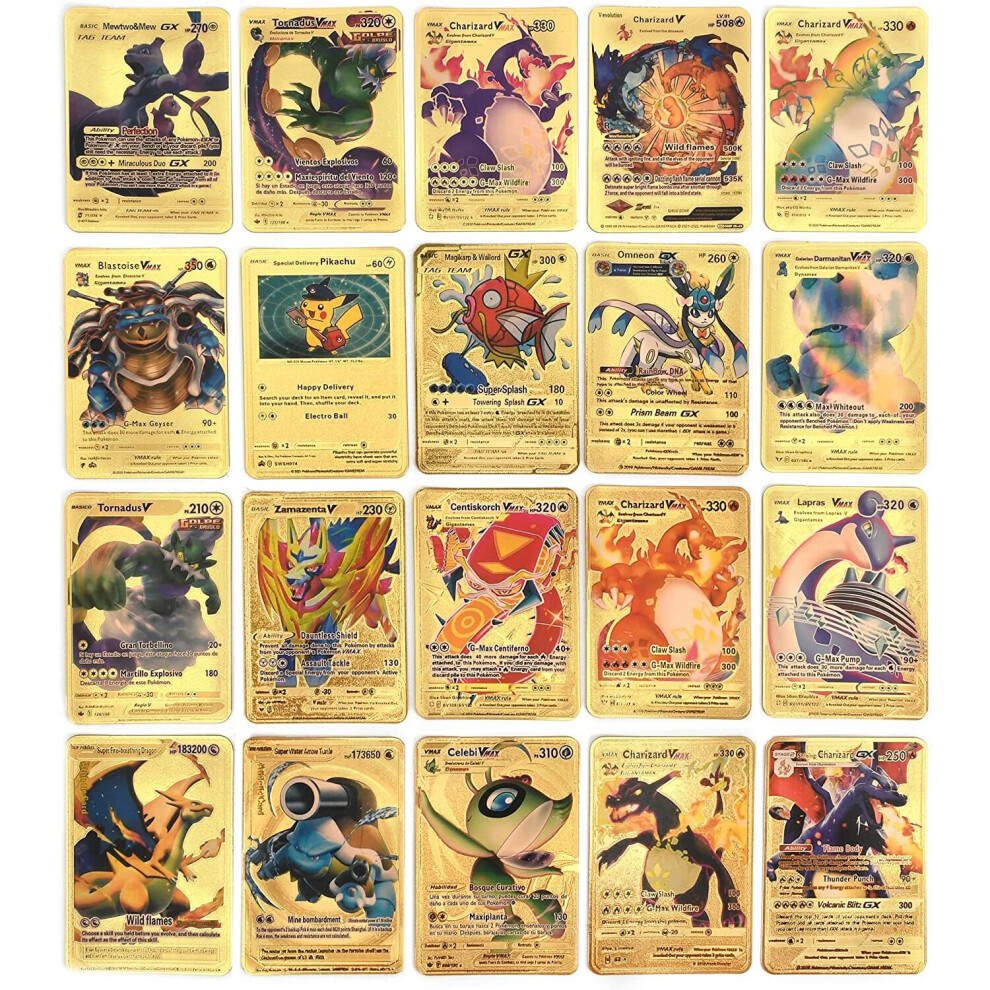 55 Cards Shiny Charizard Vmax, Unofficial Card, Rainbow Gold Plated ...