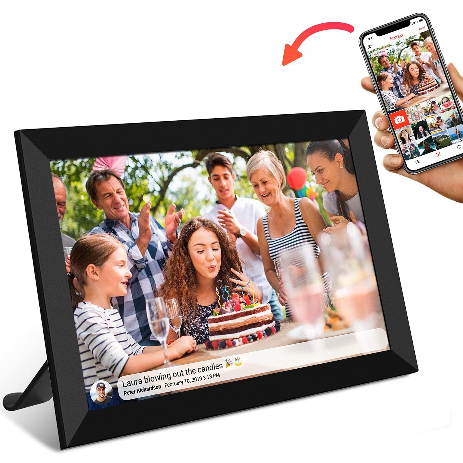 FRAMEO WiFi Digital Picture Frame, 10.1 Inch WiFi Photo Frame, FHD IPS ...