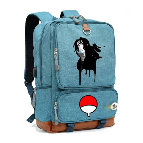 (L) Naruto Anime Large Capacity Backpack Kakashi Sasuke Itachi Print ...