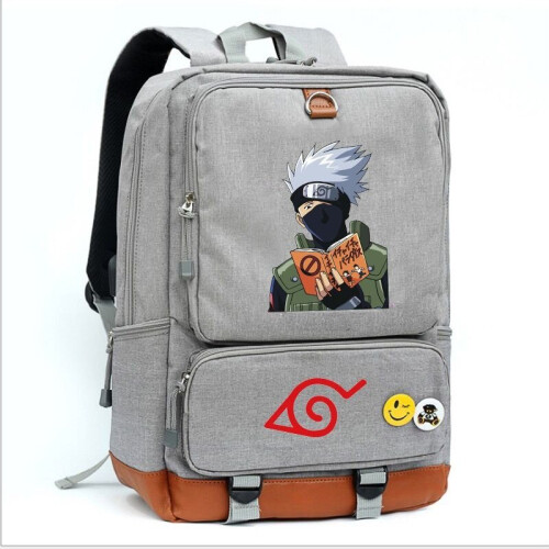 (B) Naruto Anime Large Capacity Backpack Kakashi Sasuke Itachi Print ...