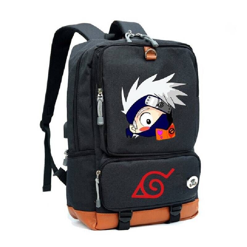 (H) Naruto Anime Large Capacity Backpack Kakashi Sasuke Itachi Print ...