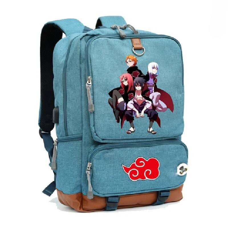 (N) Naruto Anime Large Capacity Backpack Kakashi Sasuke Itachi Print ...