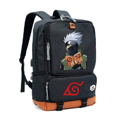 (D) Naruto Anime Large Capacity Backpack Kakashi Sasuke Itachi Print ...