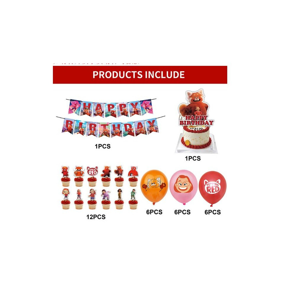 Turning Red Theme Birthday Supplies Party Decorations Happy Birthday ...