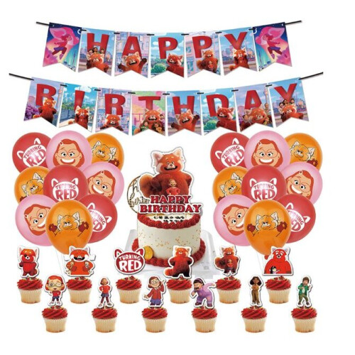 Turning Red Theme Birthday Supplies Party Decorations Happy Birthday ...