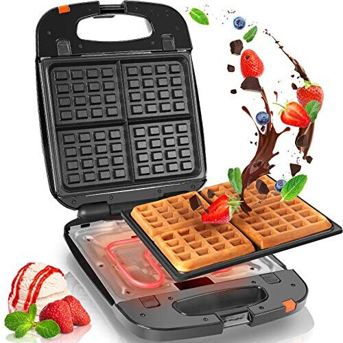 Duronic Waffle Maker WM60 | Deep Fill 4 Waffle Iron with DETACHABLE ...