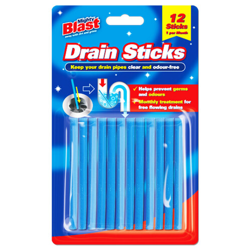 12 x Drain Sticks Sink Bath Shower Kitchen Pipes Cleaner Remover Clear ...