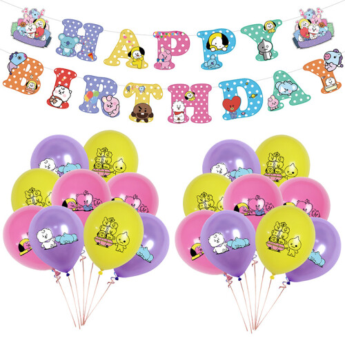 (Set 1) BTS Decorations Army Bangtan Banner Topper Balloons BT21 ...