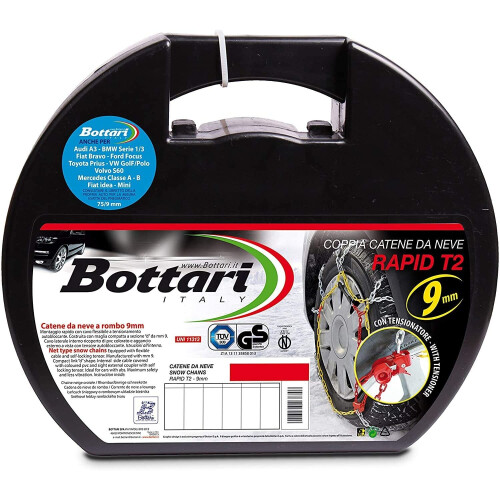 Bottari 18822 "Rapid T2", 9 mm car passenger snow chains, TUV and ONORM ...