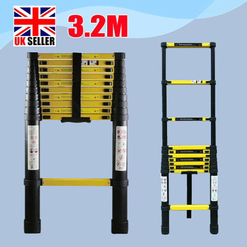 10.5ft/3.2M Telescopic Ladder, Aluminium Loft Ladder Extendable Step on ...