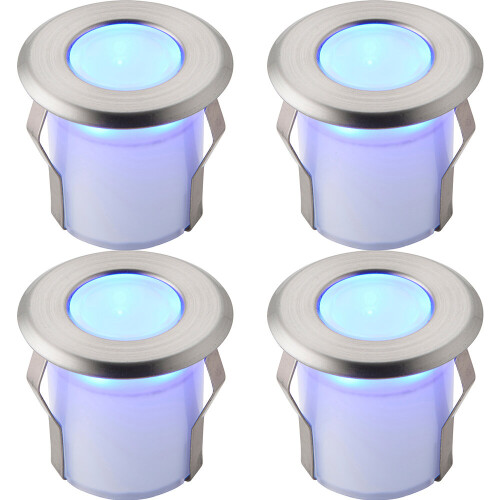 4 PACK Recessed Decking IP67 Guide Light - 0.8W Blue LED - Stainless ...