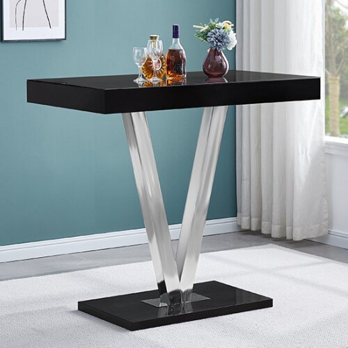 Vienna High Gloss Bar Table Rectangular Glass Top In Black on OnBuy