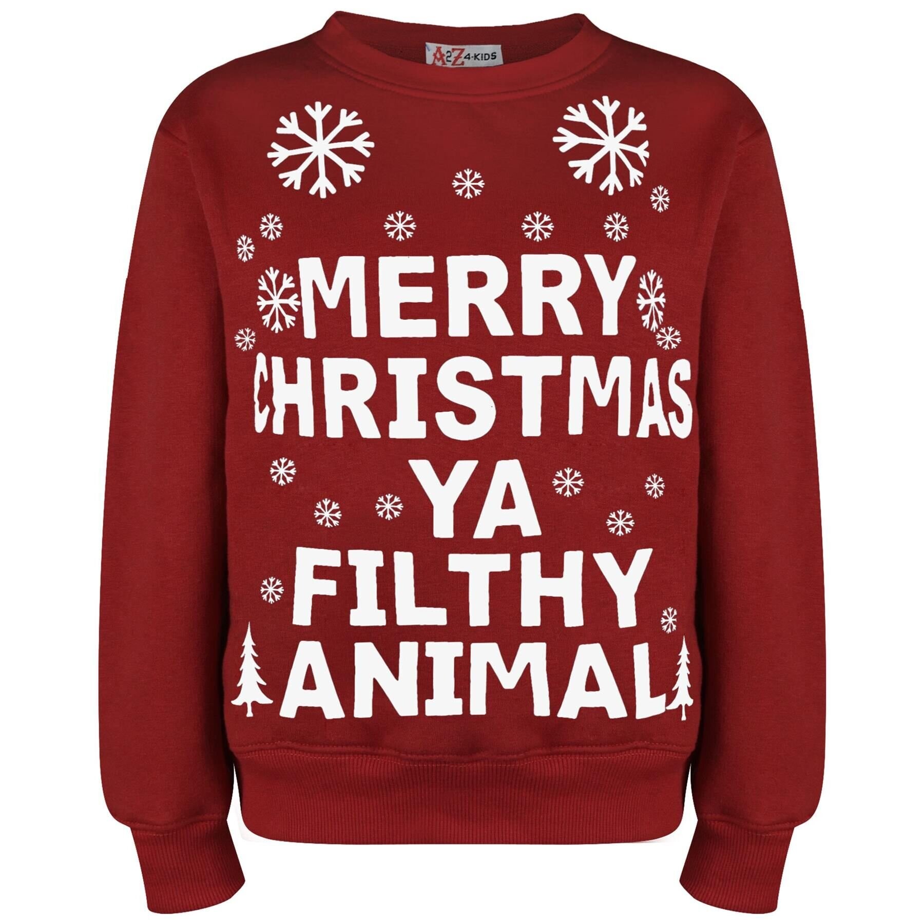 (11-12 Years, Ya Filthy Wine) Unisex Xmas Jumper Ya Filthy Animal ...