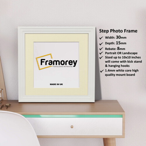 (White With Ivory Mount, 21x21," Pic (25x25" Frame)) Square Size White ...