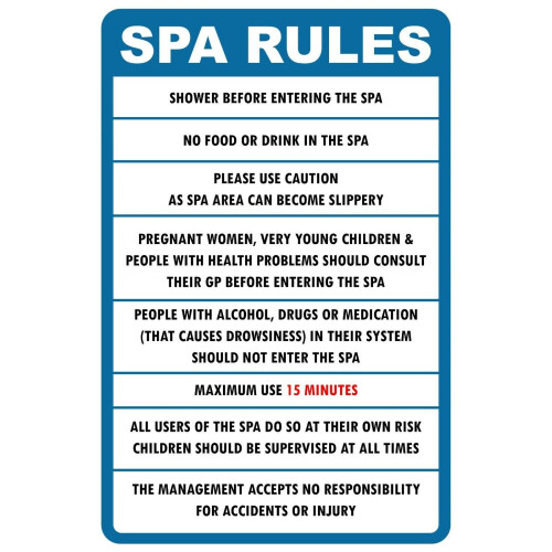 Spa Rules Sign Hot Tub Spas Hottubs Signs Holiday Home Park on OnBuy