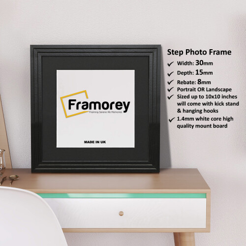 (Black With Black Mount, 22x22" Pic (26x26" Frame)) Square Size Black ...