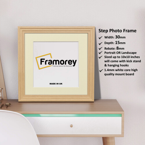 (Oak With Ivory Mount, 19x19" Pic (23x23" Frame)) Square Size Oak ...