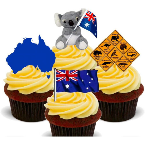 Made4You Australia Fun Pack, Edible Cupcake Toppers - Stand-up Wafer ...