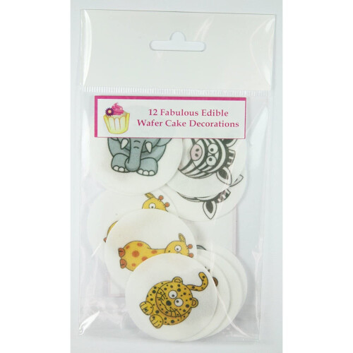 24 Fabulous Edible Pre-Cut Wafer Cake Toppers: Wild Animals on OnBuy