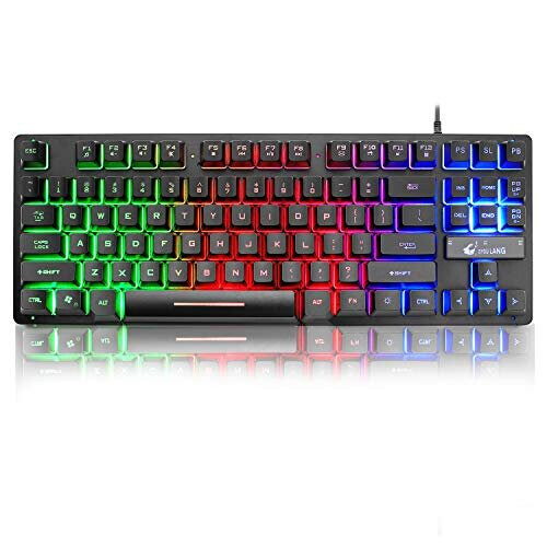 LexonElec K16 Wired 87keys Gaming Keyboard Mechanical Feeling Rainbow ...