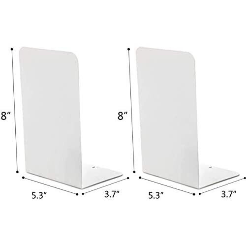 4 Pieces Heavy Duty White Decorative Metal Bookends, VONDERSO Metal ...