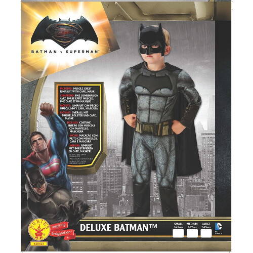 Rubie's Official DC Comics Warner Bros Dawn of Justice Deluxe Batman Fancy Dress Costume ...