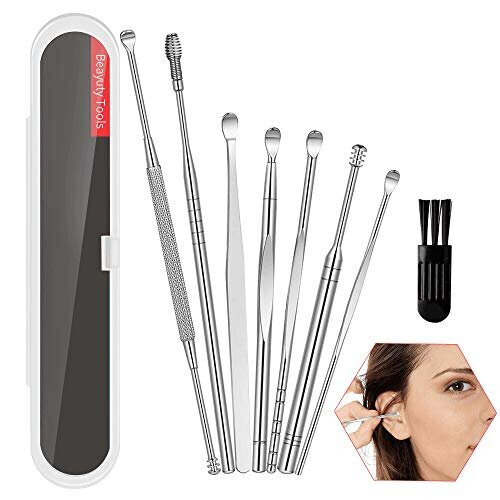 Ear Wax Removal Kit, 8 Pcs Ear Pick Ear Tools Set Curette Cleaner for ...