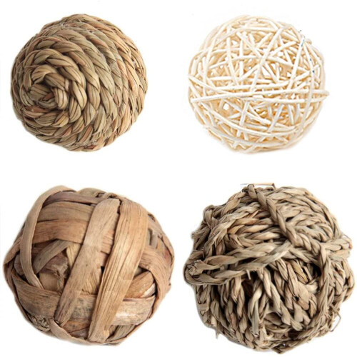 ANCLLO 4 Pack Small Animal Activity Accessories Pets Play Chew Grass ...