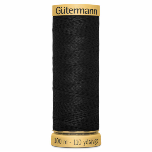 Gutermann 100% Natural Cotton Sewing Thread - 100m - Col. 5201 Black on ...