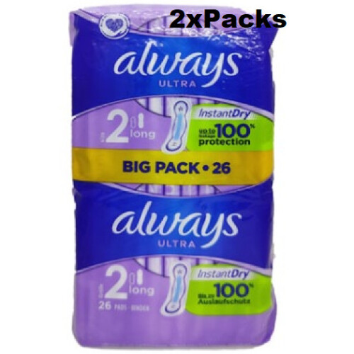 2 x Always Ultra Size 2 Long Big Pack Instant Dry - 26s (52 Pads) on OnBuy