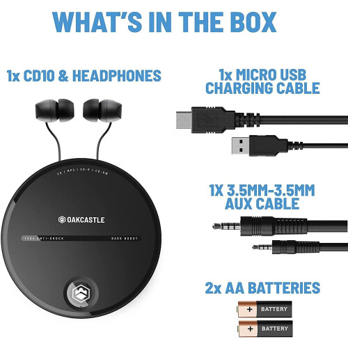 Oakcastle CD10 Personal Portable CD Player - Black on OnBuy
