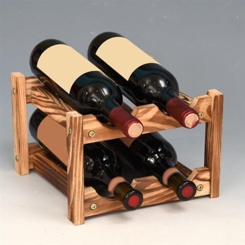 Wine Bottle Rack Double-layers Wine Display Shelf Wooden Red Wine ...