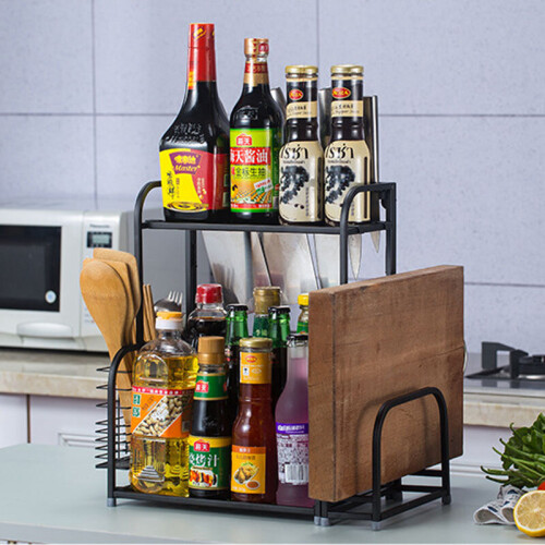 2 Tier Kitchen Spice Rack Countertop Standing Shelf Seasoning Organizer ...