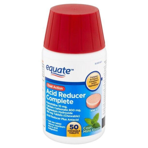 Equate Dual-Action Complete, Chewable Acid Reducer & Antacid Tablets ...