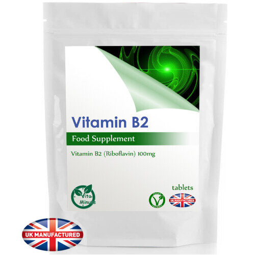 100 x Vitamin B2 100mg Tablets, Riboflavin, Visual Nervous System, UK ...
