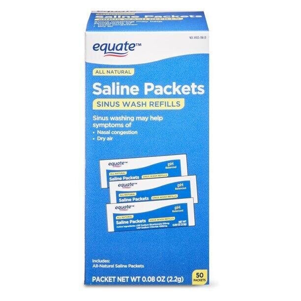 Equate All Natural Saline Packets Sinus Wash Refills for Neti Pot, 50 ...