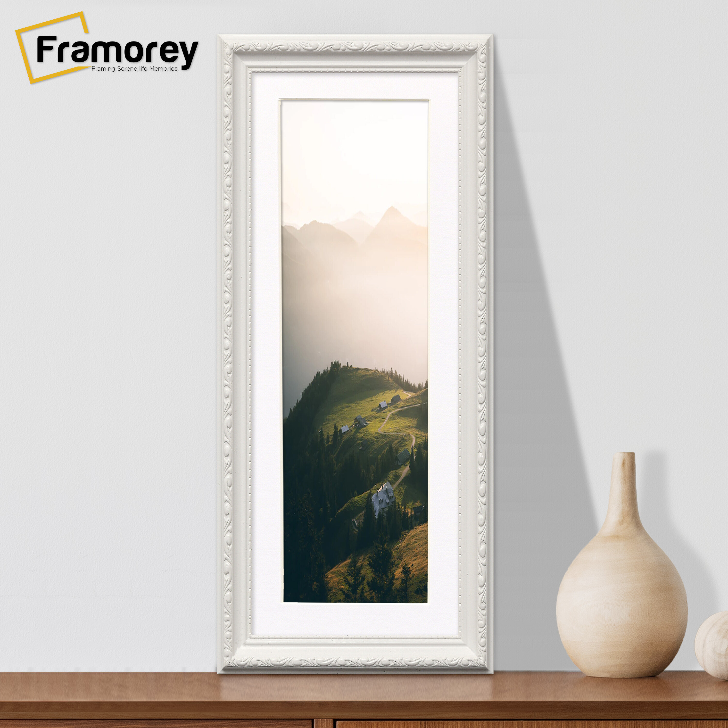 (White With White Mount, 12x8" Pic (16x12" Frame)) White Picture Frame ...