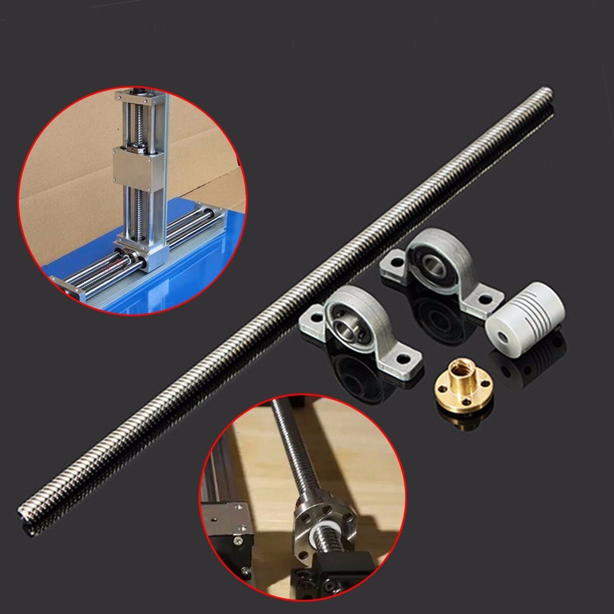 New T8 300mm Stainless Steel Lead Screw Set with Shaft Coupling and ...