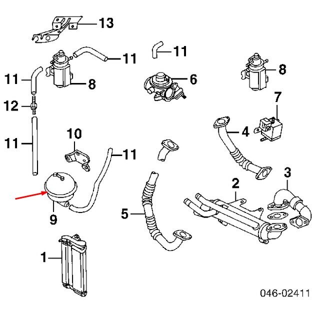 AUDI A4 B6 Pressure Canister Vacuum Tank Reservoir 038129807 1.9 TDI on ...