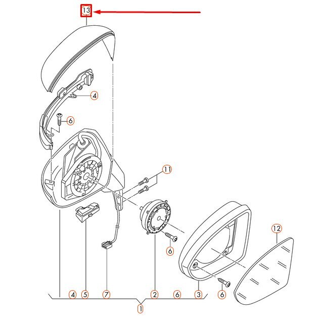 Volkswagen GOLF MK7 Front Left Door Mirror Cover Cap 5G0857537E on OnBuy