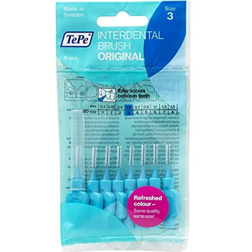 TePe Interdental Brushes 0.6mm Blue - 5 Packets of 8 (40 Brushes) by ...