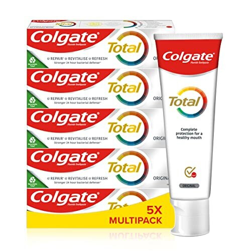 Colgate Total Original Toothpaste Multipack 5x100ml , 24 hour ...