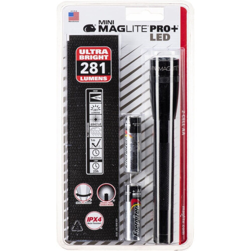 Maglite Pro Plus AA LED Torch Black - 281 lumens - 167m beam - Holster ...